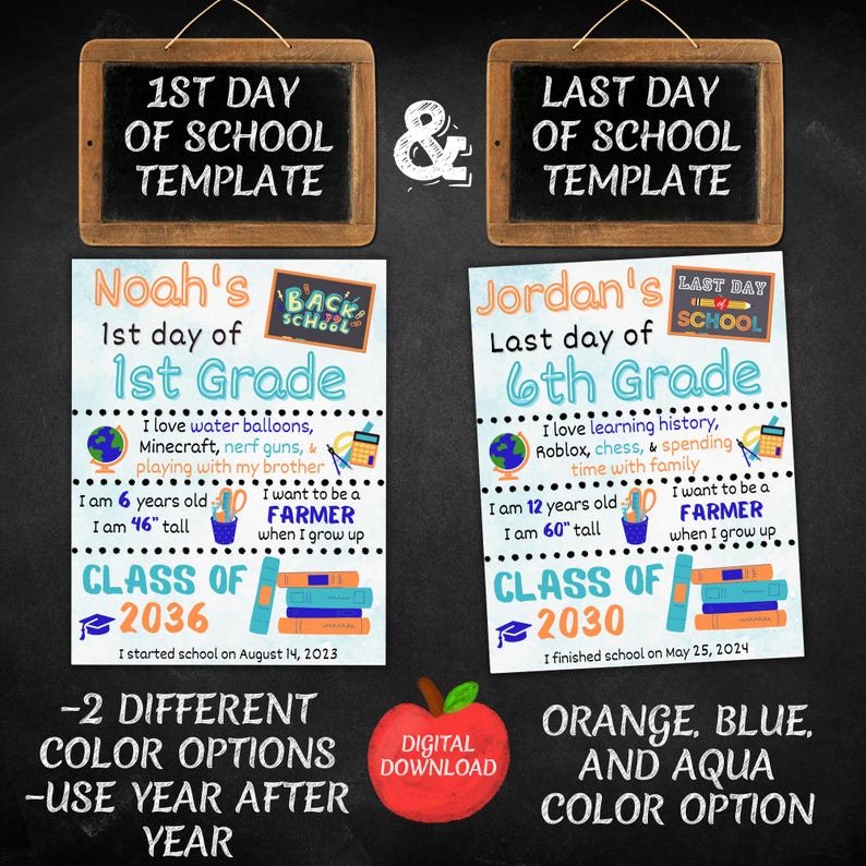 First & Last Day of School Sign: Editable Canva Template (digital ...
