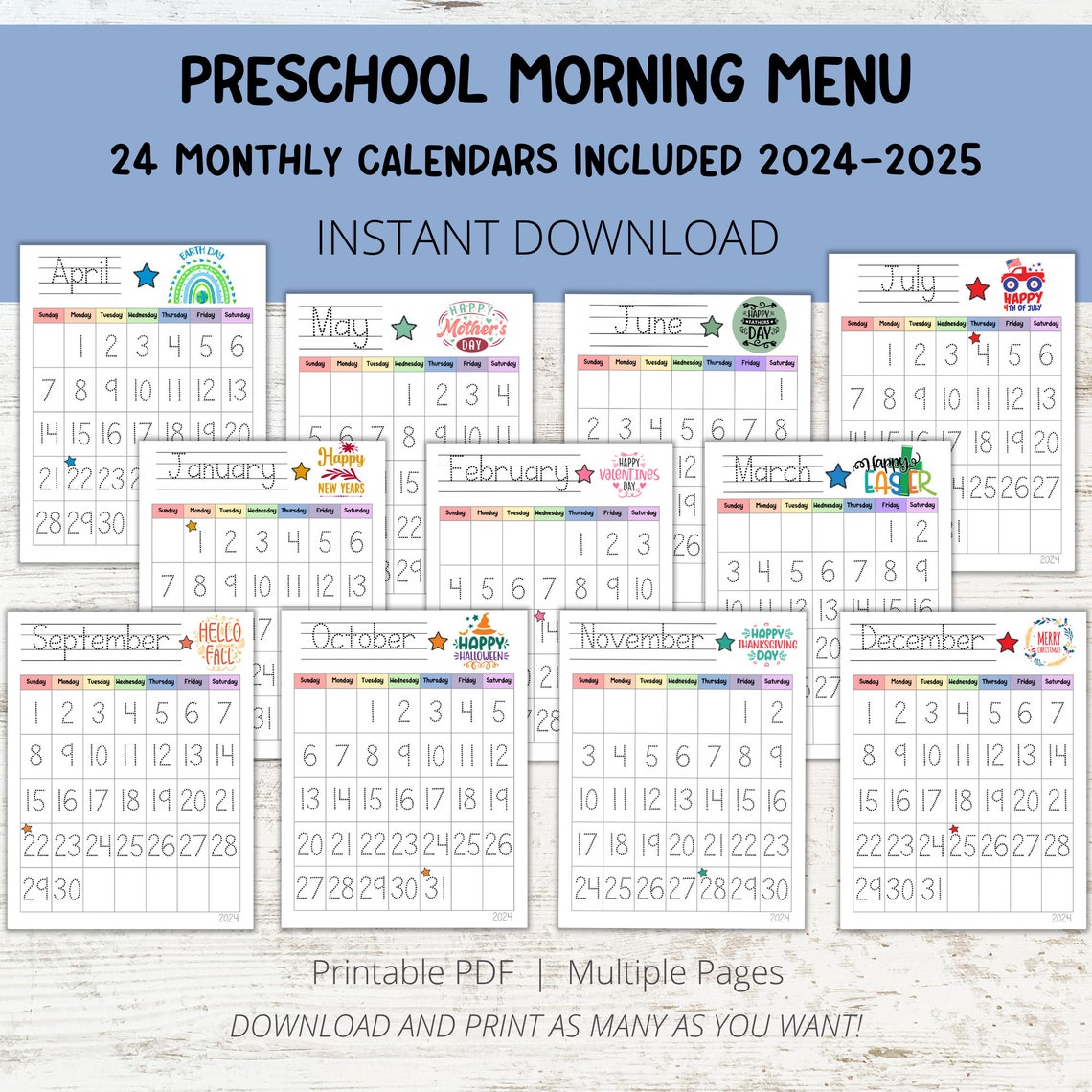 Preschool Morning Menu Printable, Morning Basket Bundle, Customizable ...
