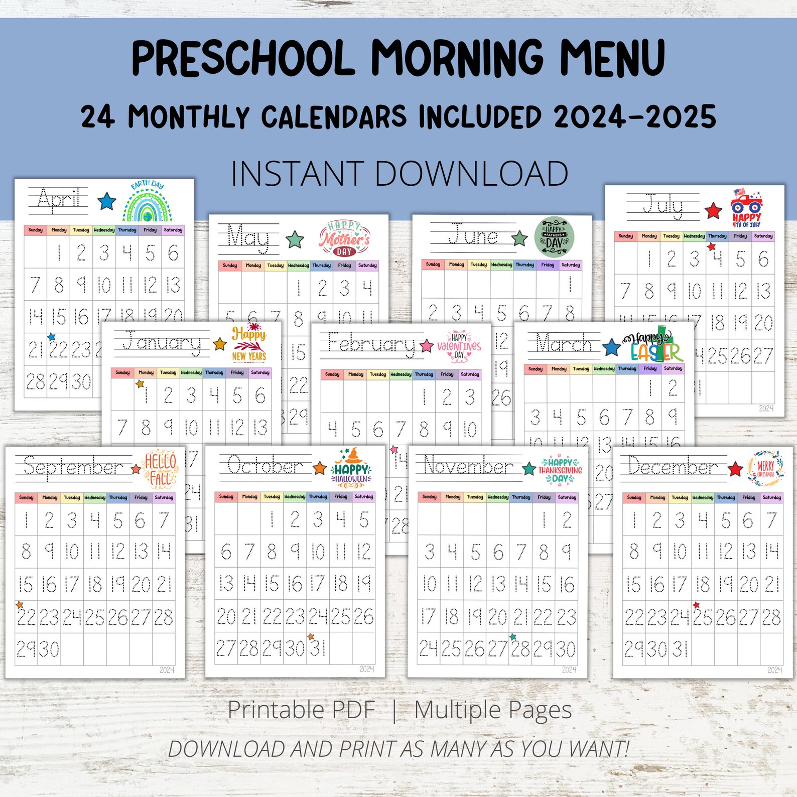 Preschool Morning Menu Printable, Morning Basket Bundle, Customizable ...