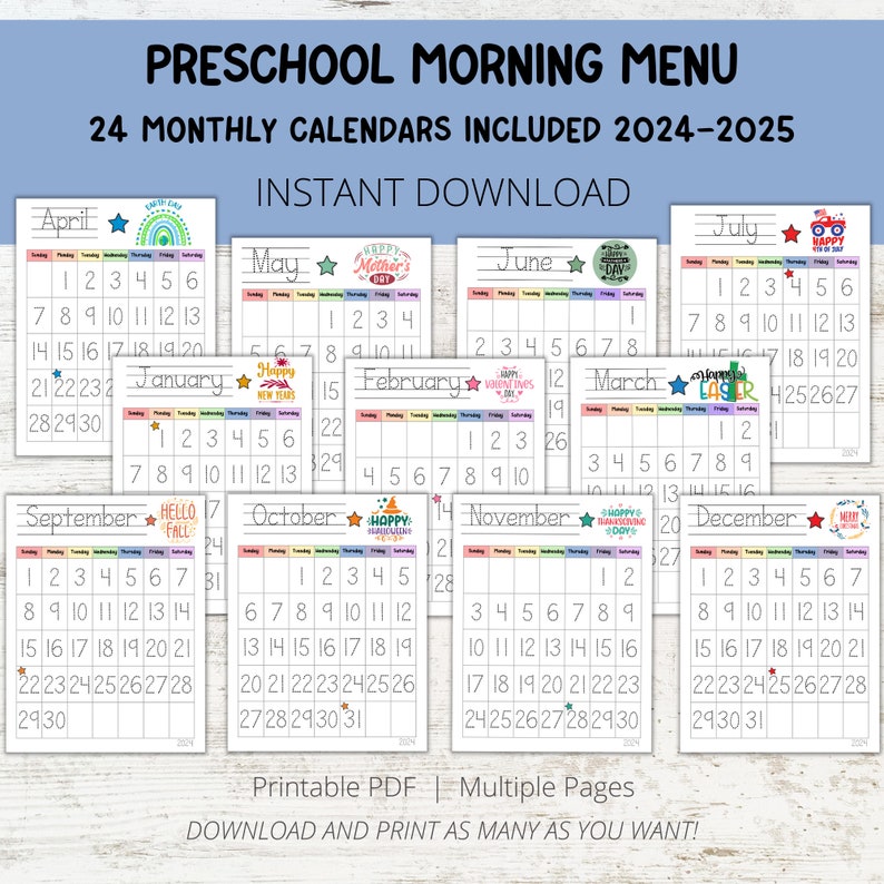 Preschool Morning Menu Printable, Morning Basket Bundle, Customizable ...