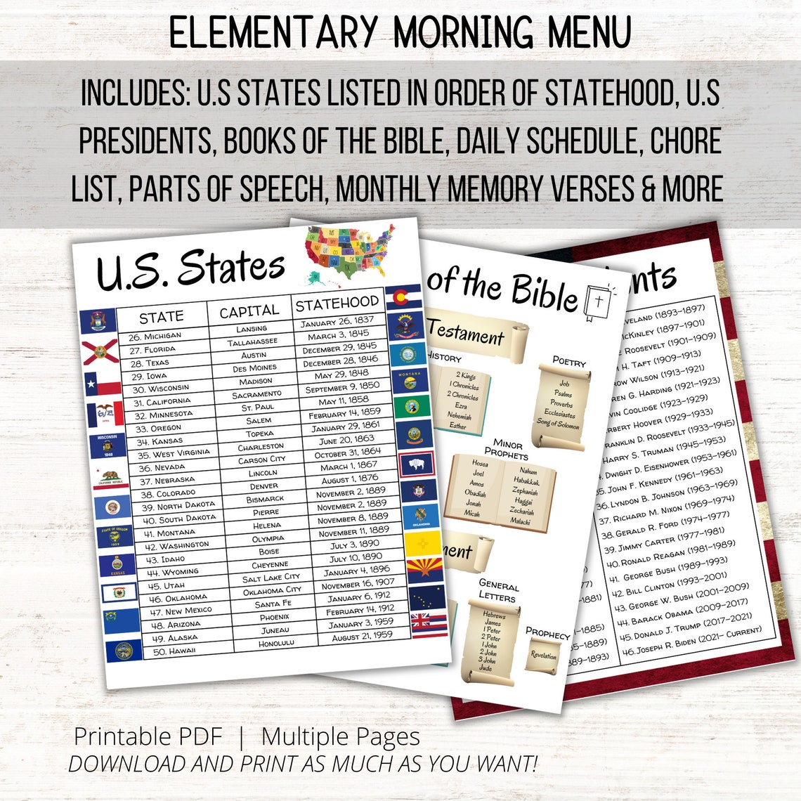Elementary Morning Menu Bundle, Homeschool Resource Binder, Morning ...