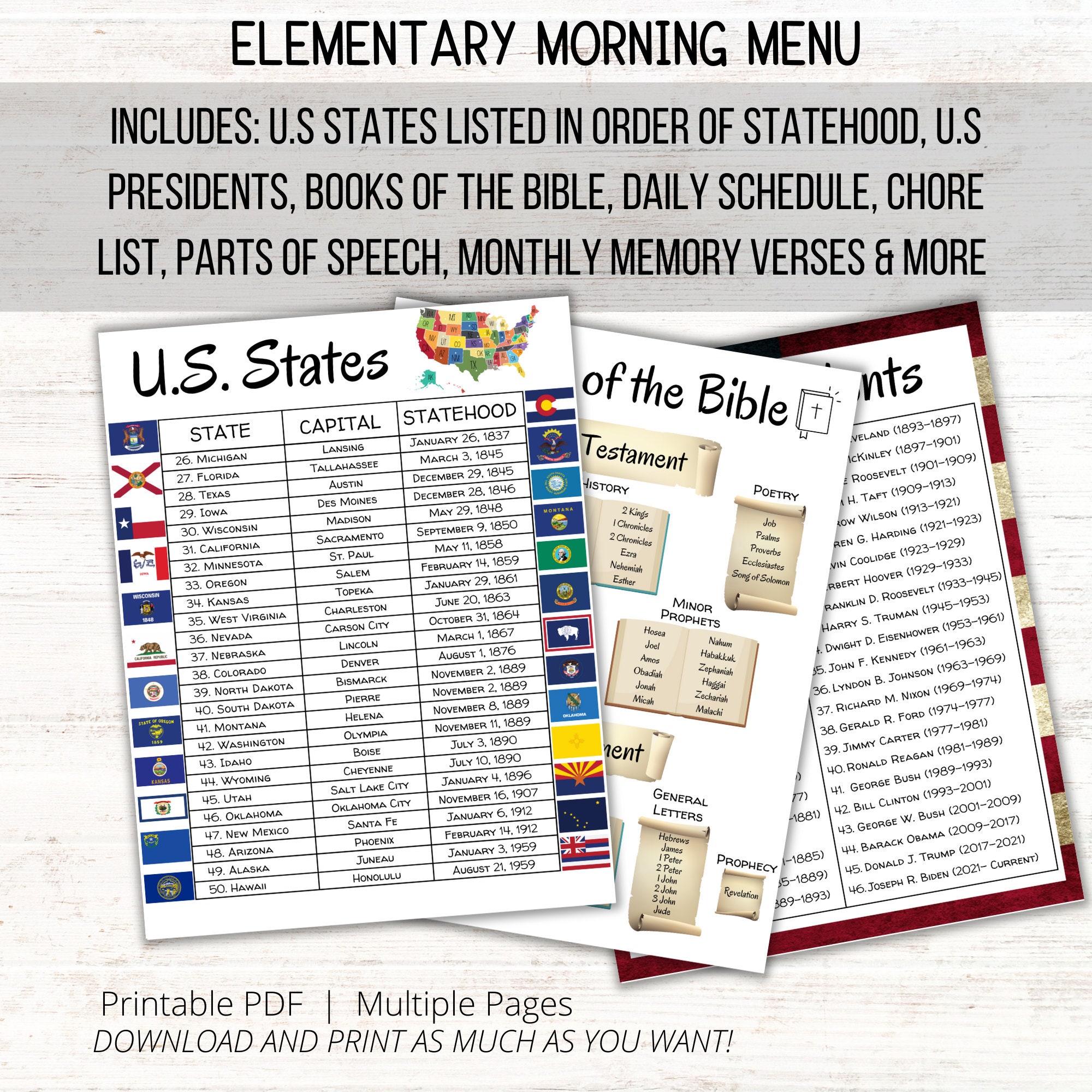 Elementary Morning Menu Bundle: Homeschool Learning Resource (PDF) - Etsy