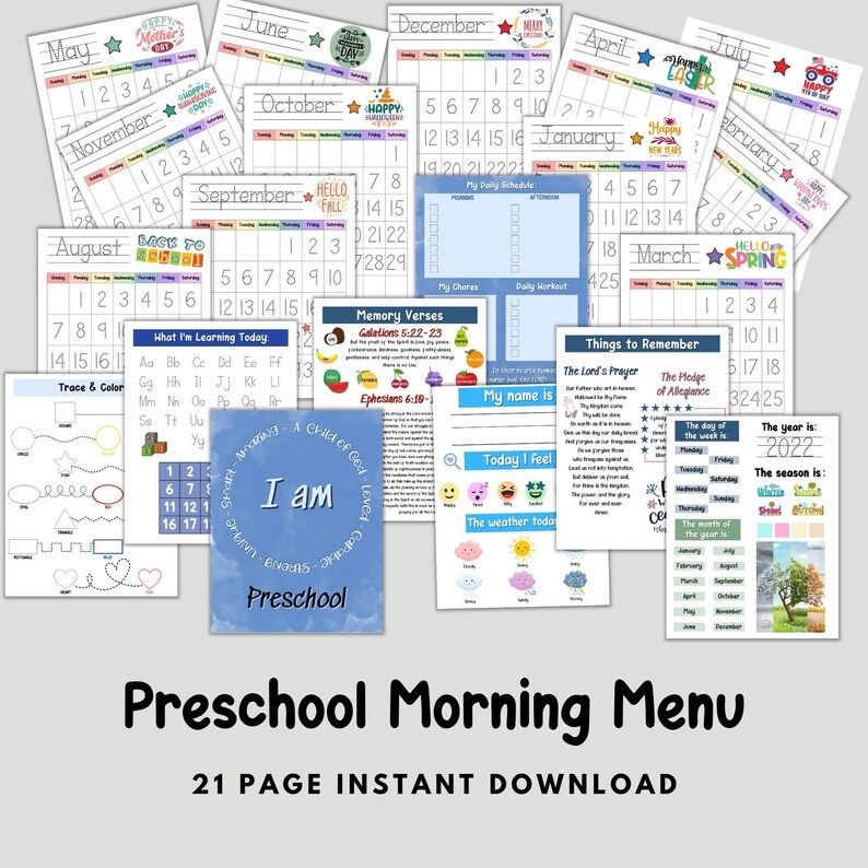 Preschool Morning Menu Printable Morning Basket Bundle - Etsy