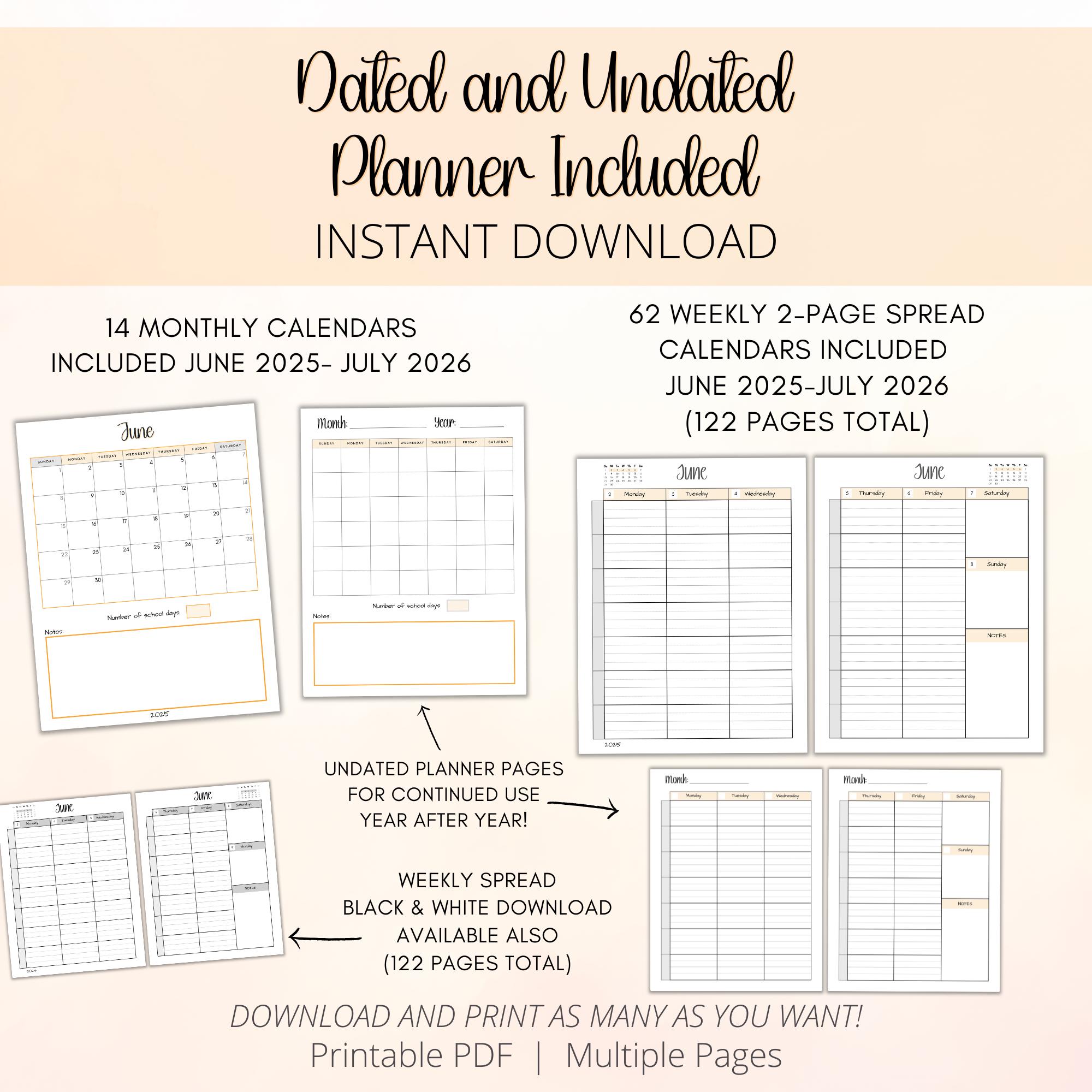 Homeschool Planner & Scheduling Workbook, 2025-2026 Sunflower Planner ...