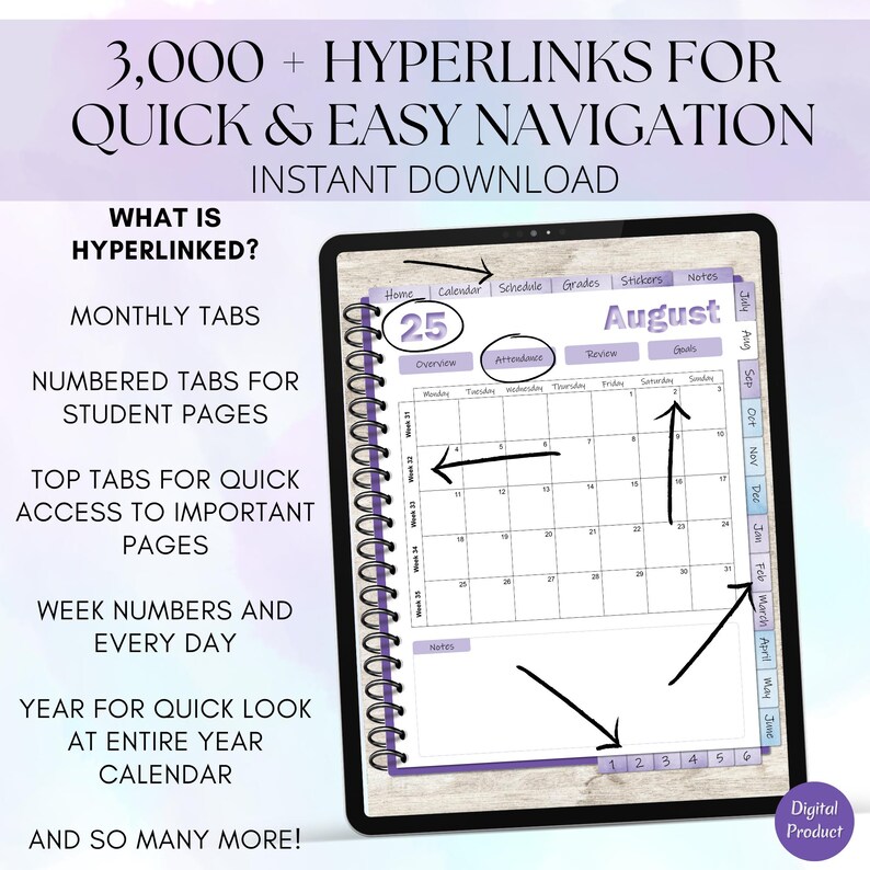 Digital Homeschool Planner 2025-2026: Hyperlinked Record Keeper for ...