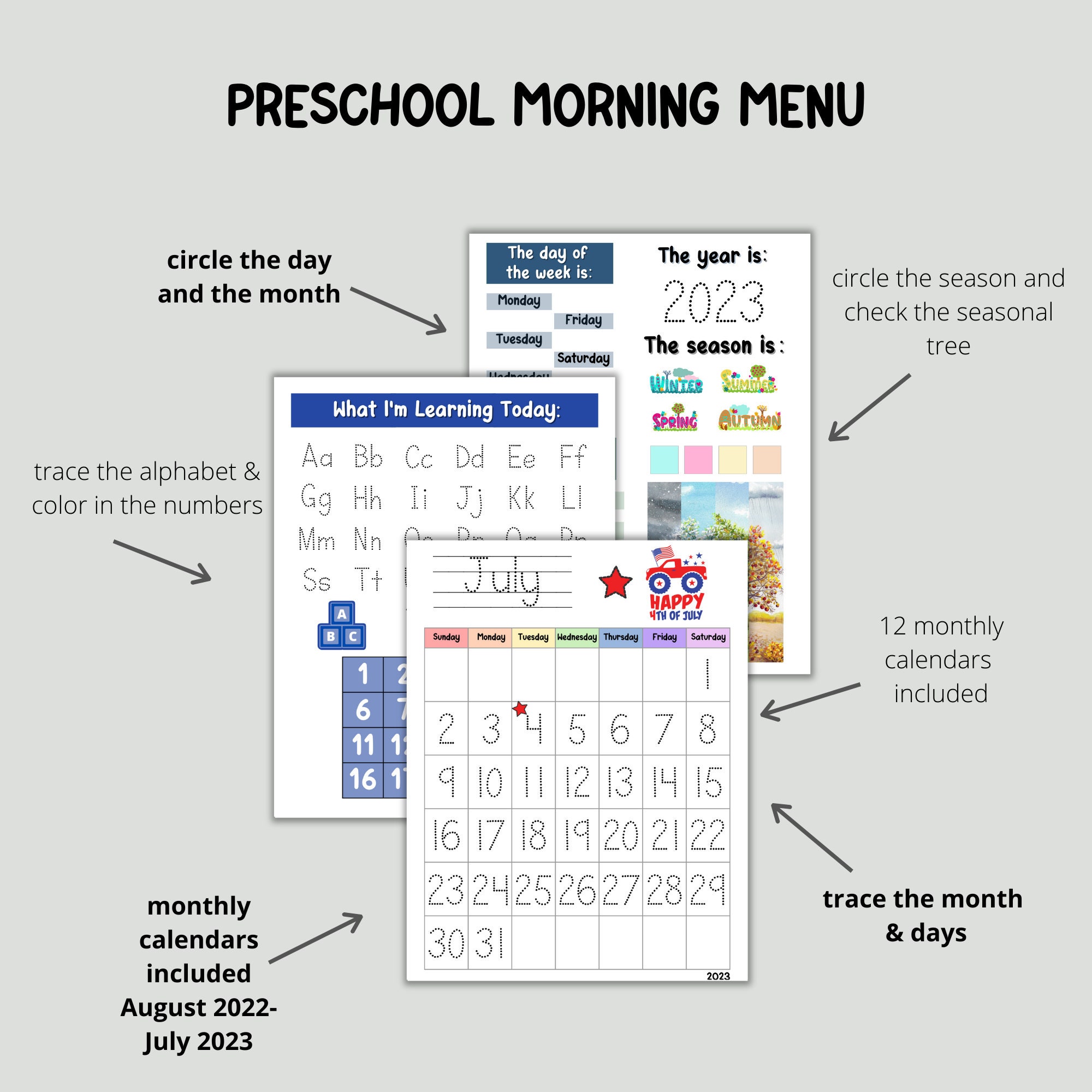 Preschool Morning Menu Printable Morning Basket Bundle - Etsy