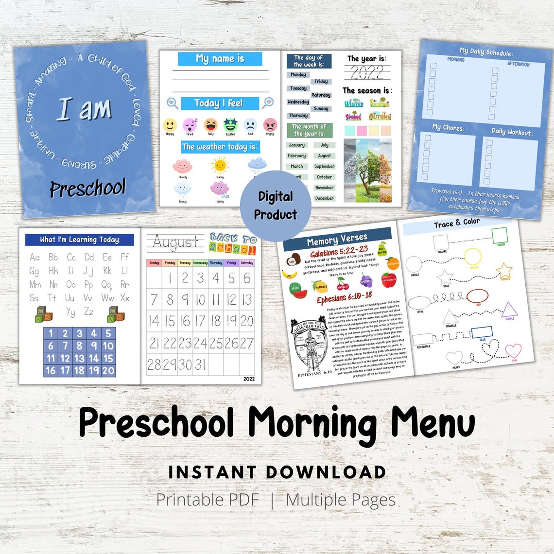 Preschool Morning Menu Printable Morning Basket Bundle - Etsy