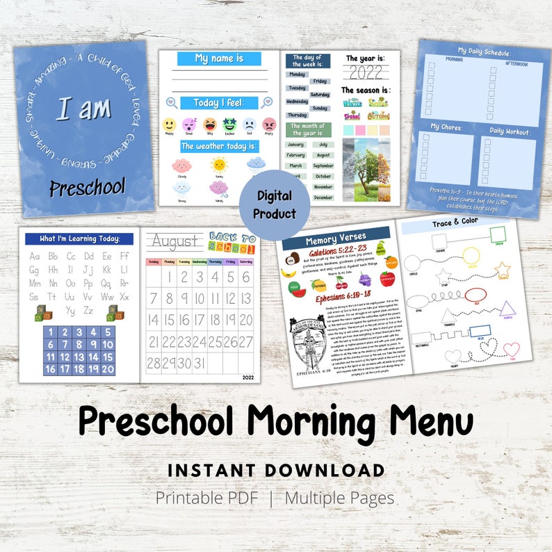 Preschool Morning Menu Printable Morning Basket Bundle - Etsy