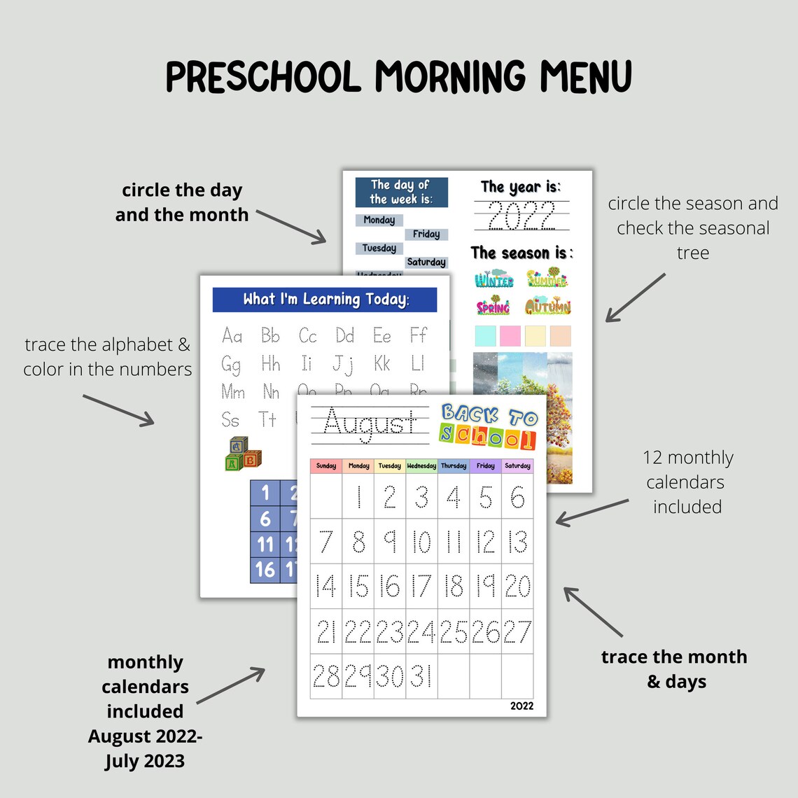Preschool Morning Menu Printable Morning Basket Bundle - Etsy
