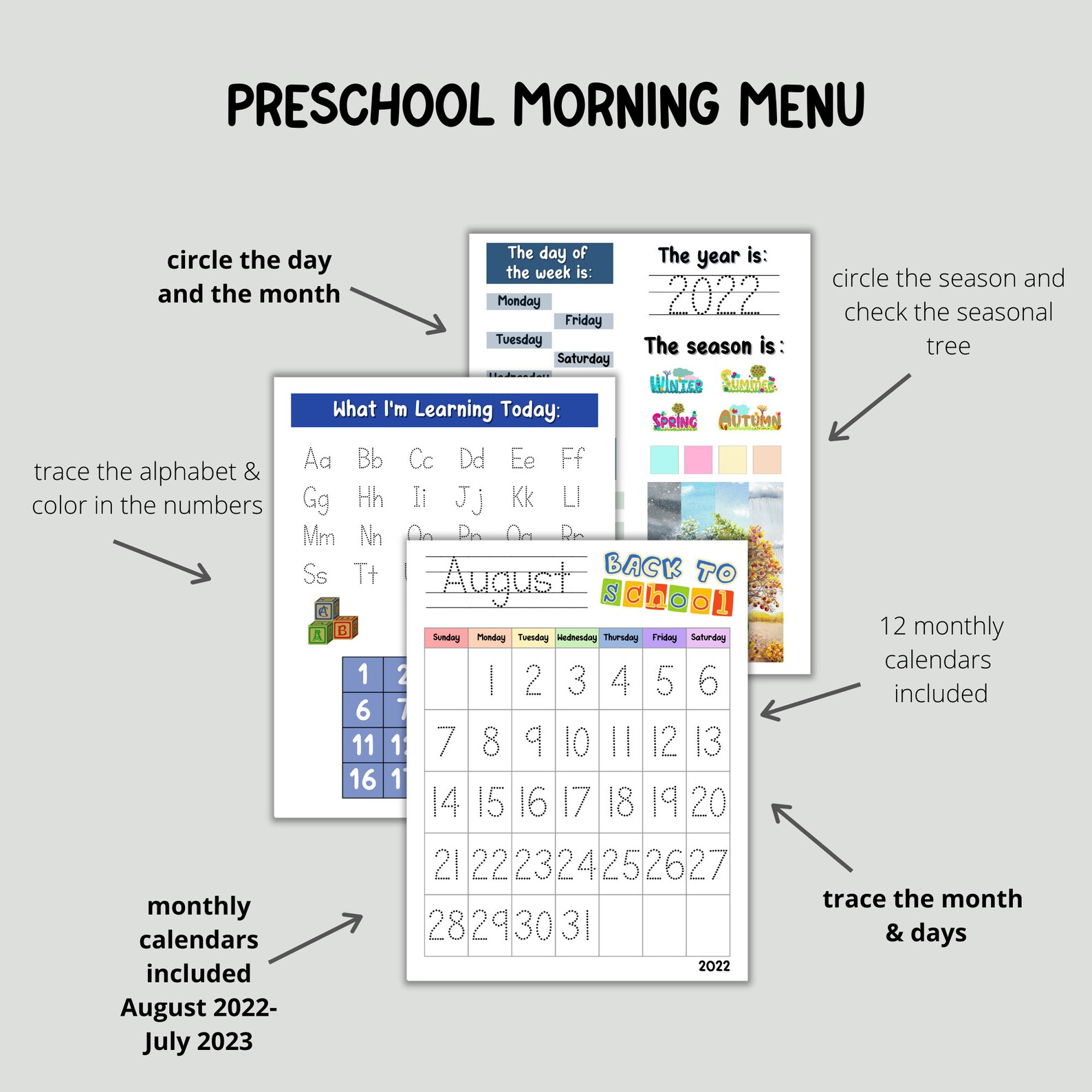 Preschool Morning Menu Printable Morning Basket Bundle - Etsy