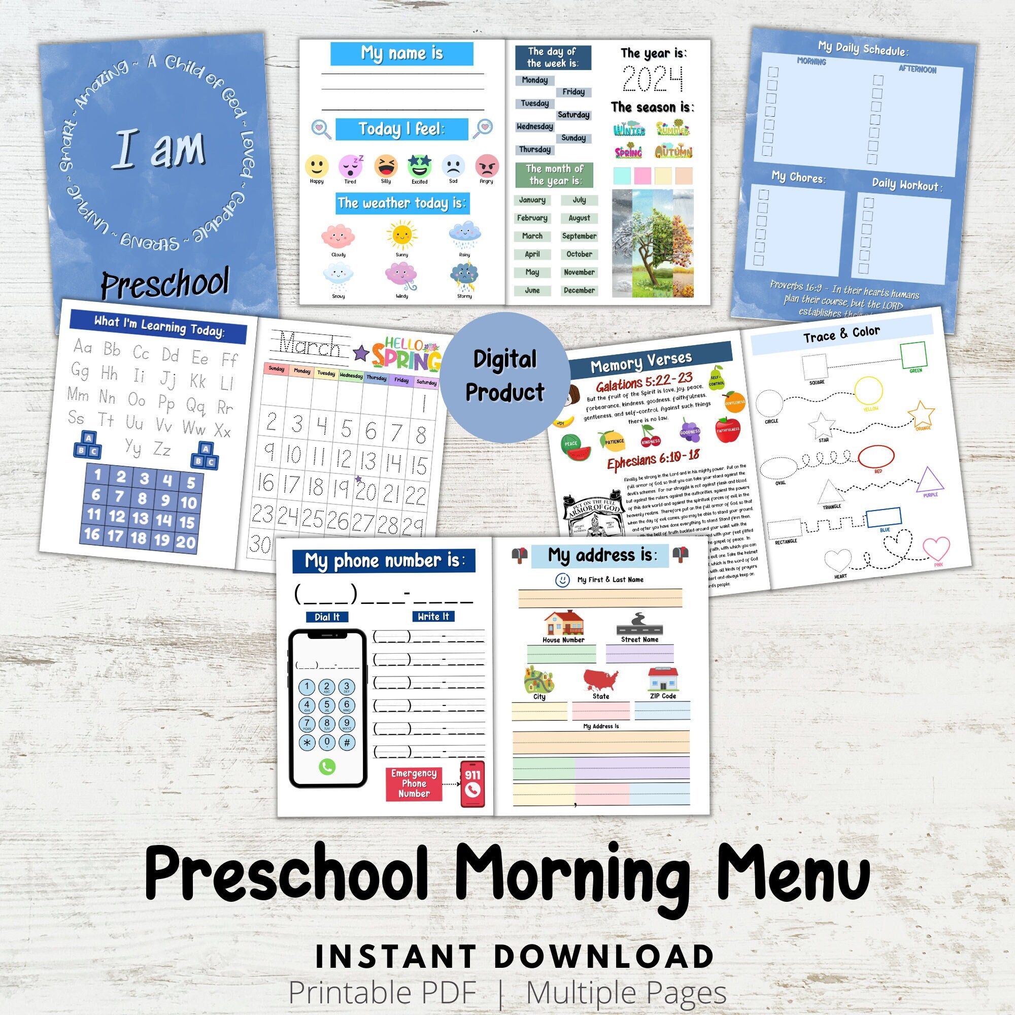 Preschool Morning Menu Printable, Morning Basket Bundle, Customizable ...