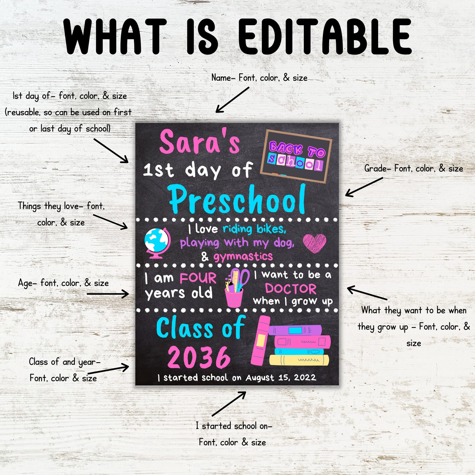 Editable First Day of School Printable Last Day of School - Etsy