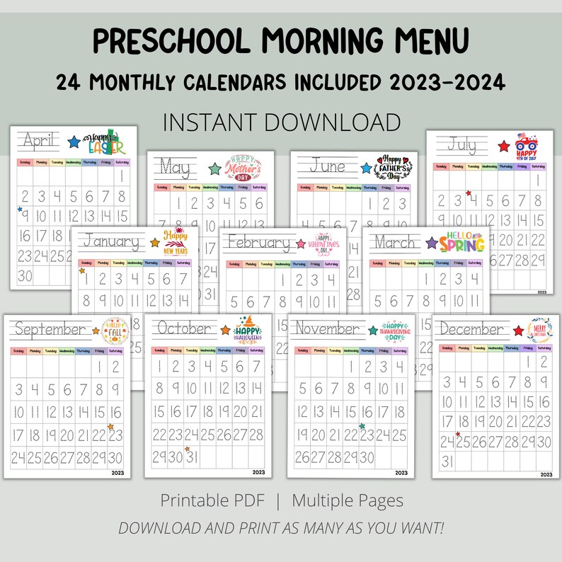 Preschool Morning Menu Printable Morning Basket Bundle - Etsy