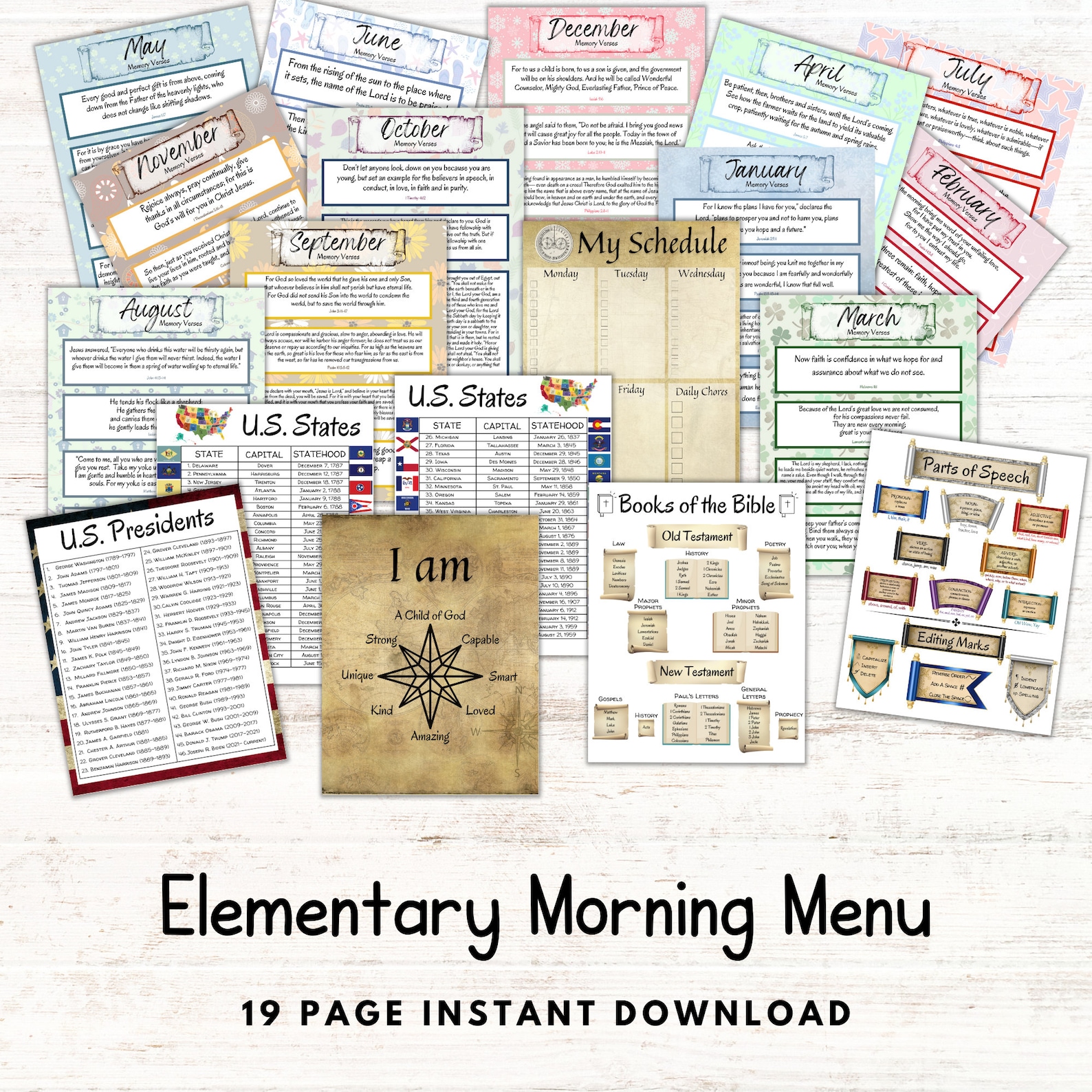 Elementary Morning Menu Bundle: Homeschool Learning Resource (PDF) - Etsy