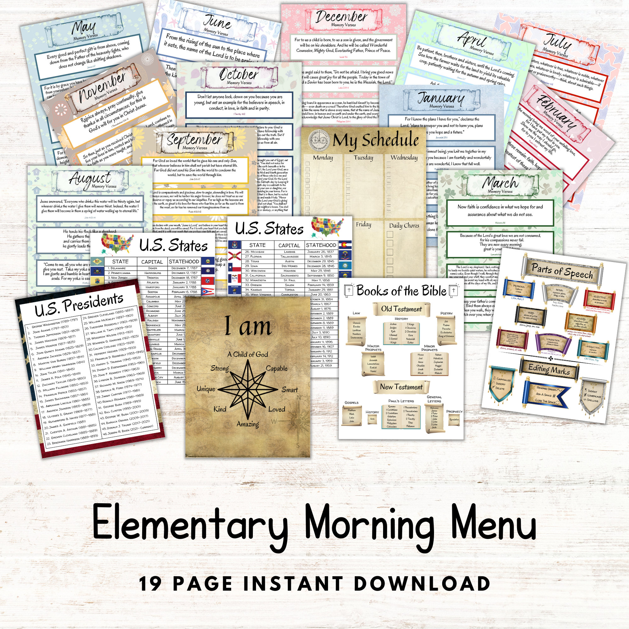 Elementary Morning Menu Bundle: Homeschool Learning Resource (PDF) - Etsy