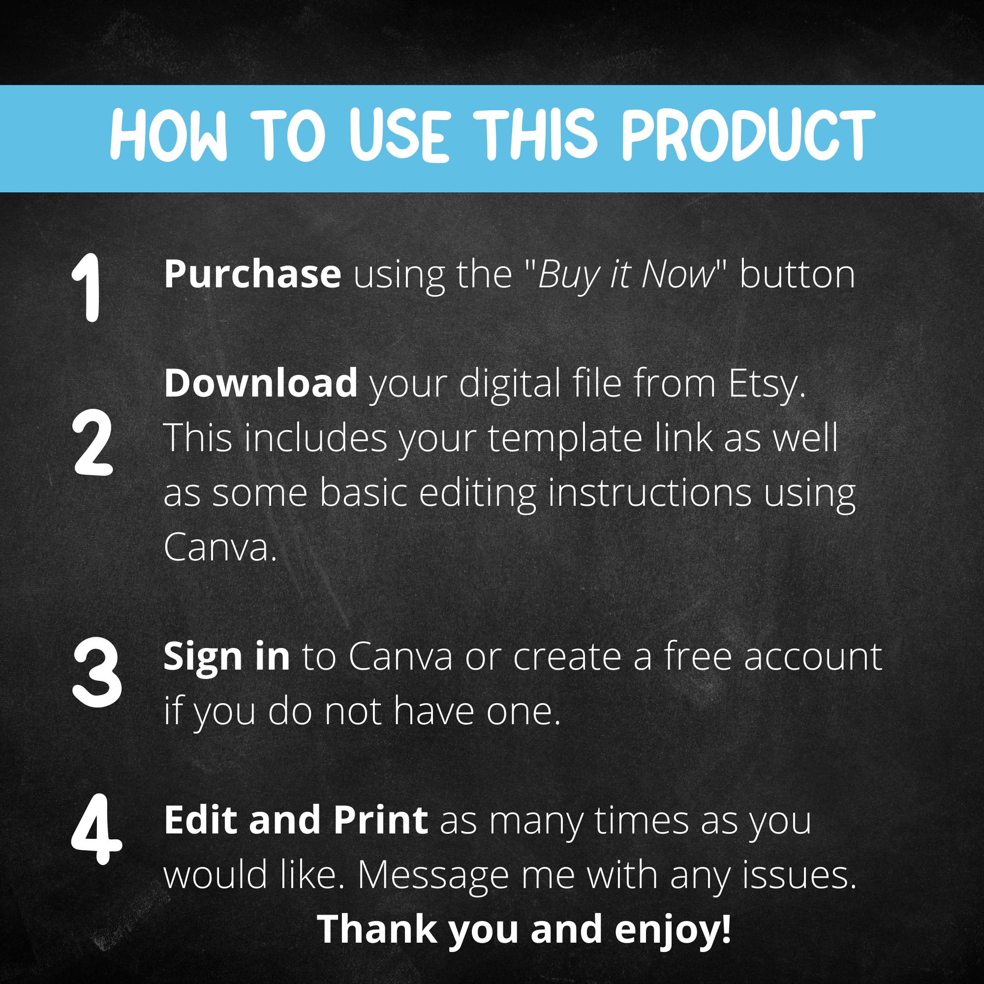 First & Last Day of School Sign: Editable Canva Template (digital ...