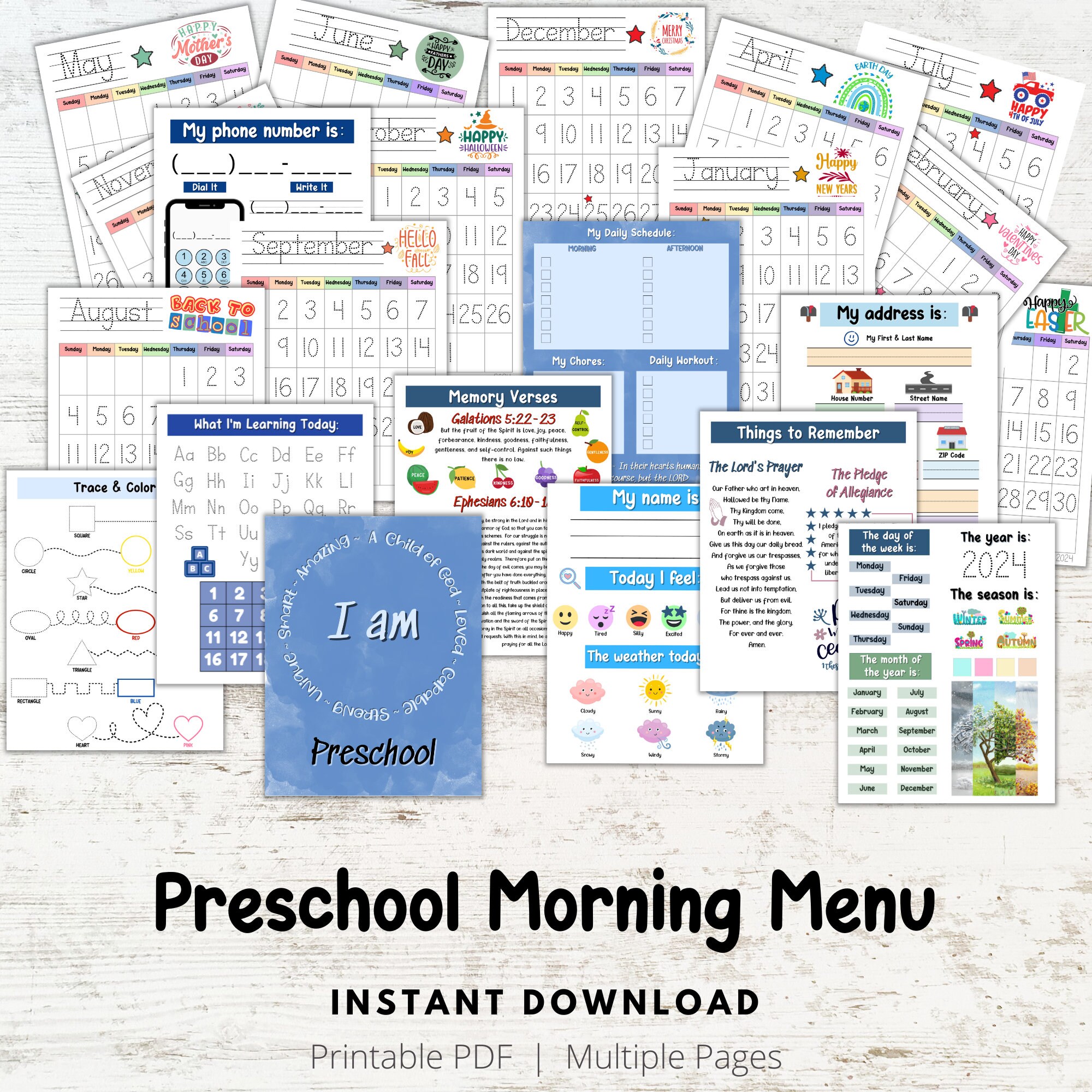 Preschool Morning Menu Printable, Morning Basket Bundle, Customizable ...