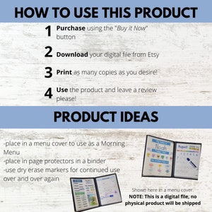 Preschool Morning Menu Printable, Morning Basket Bundle, Customizable ...