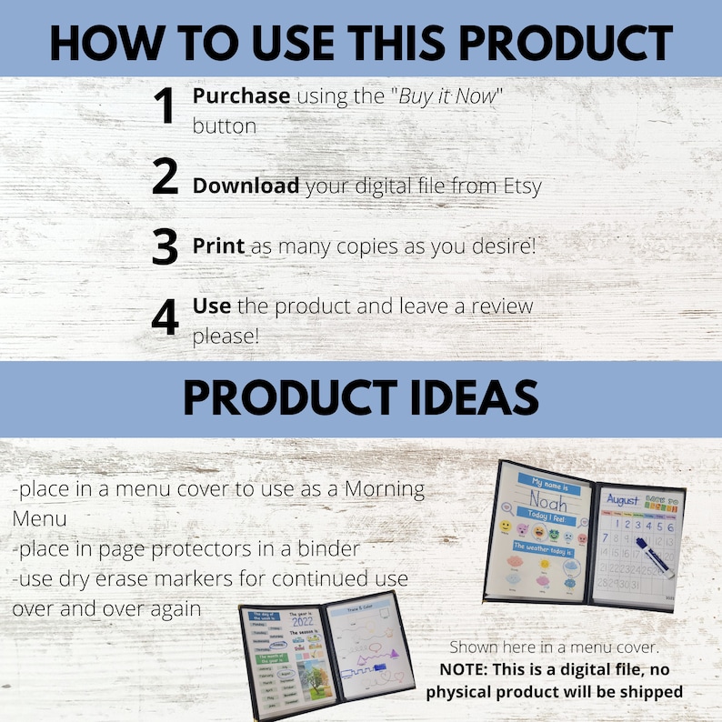 Preschool Morning Menu Printable, Morning Basket Bundle, Customizable ...