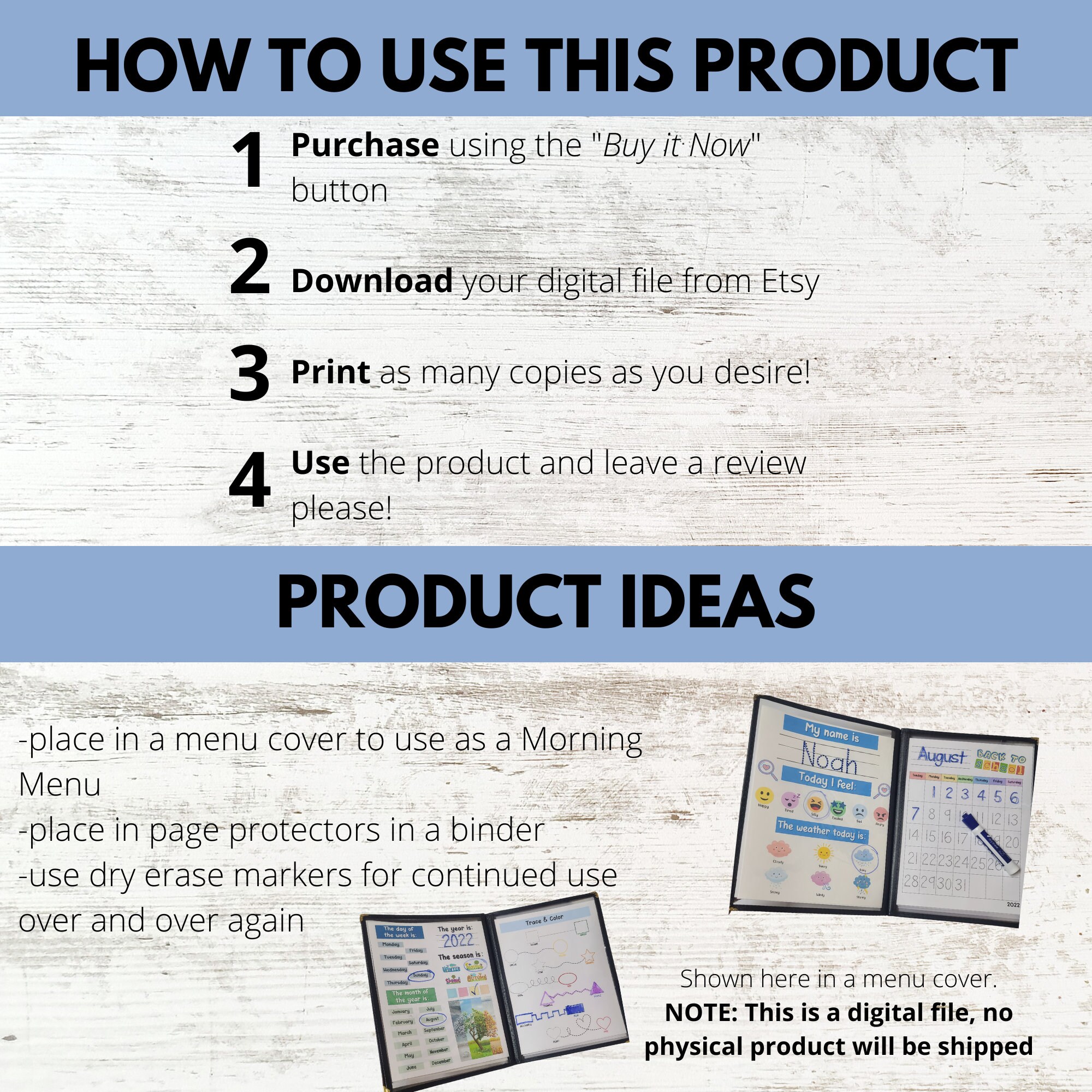 Preschool Morning Menu Printable, Morning Basket Bundle, Customizable ...