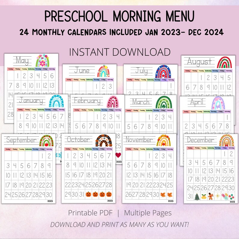 Rainbow Themed Morning Menu Bundle, Preschool Learning Binder ...