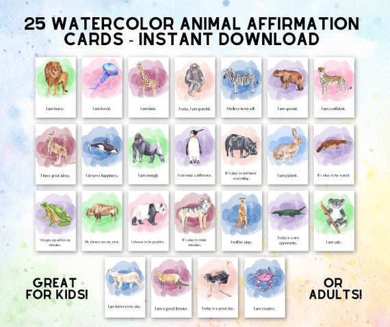 Printable Animal Affirmation Cards Kids Affirmations Adult - Etsy