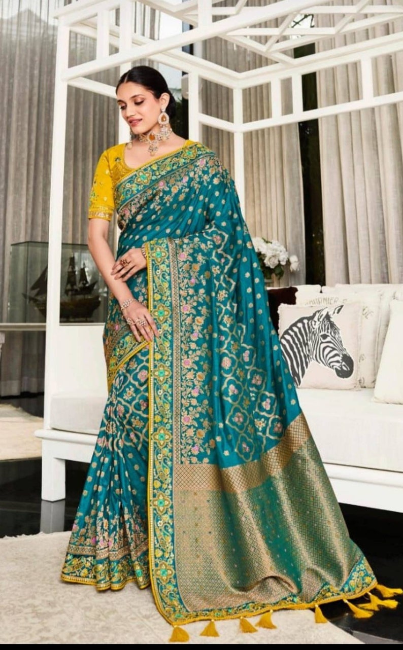 Morpeach Embroidered Banarasi Dola Silk Saree - Etsy