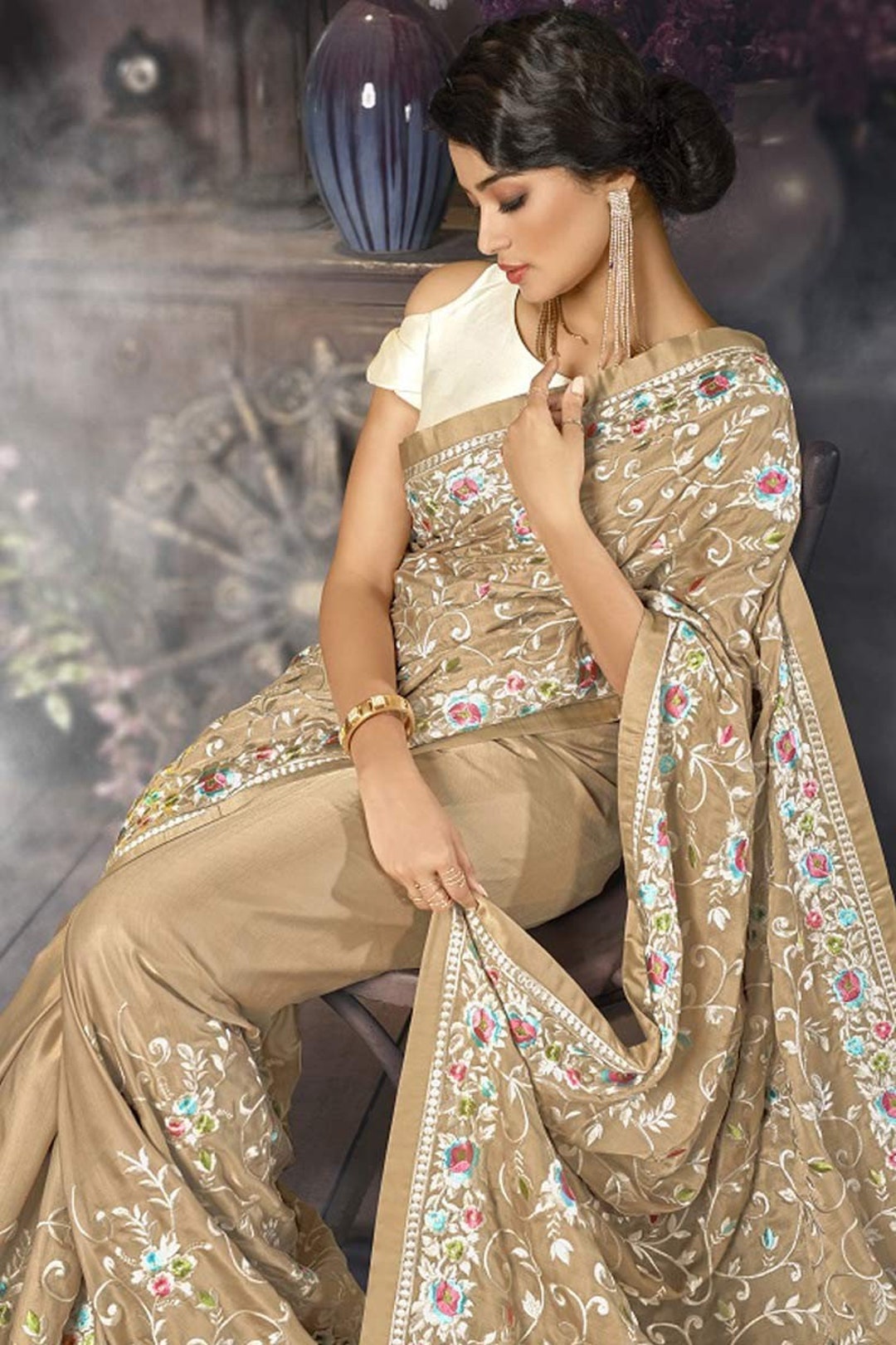 Authentic Parsi Ghara Saree, Exclusive Satin Fabric With Intricate ...