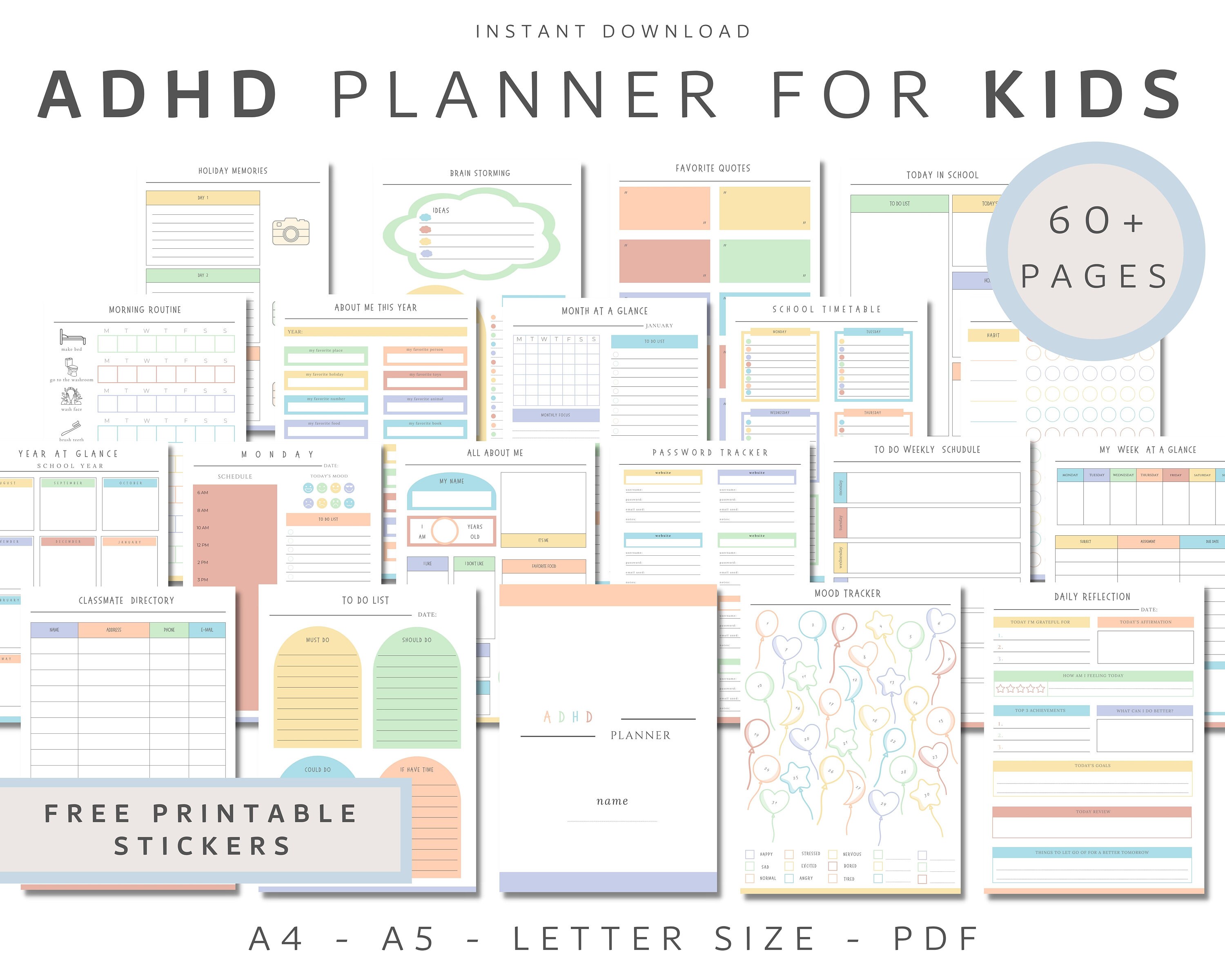 ADHD Planner for Kids School Planner 2023 Kids Routine - Etsy