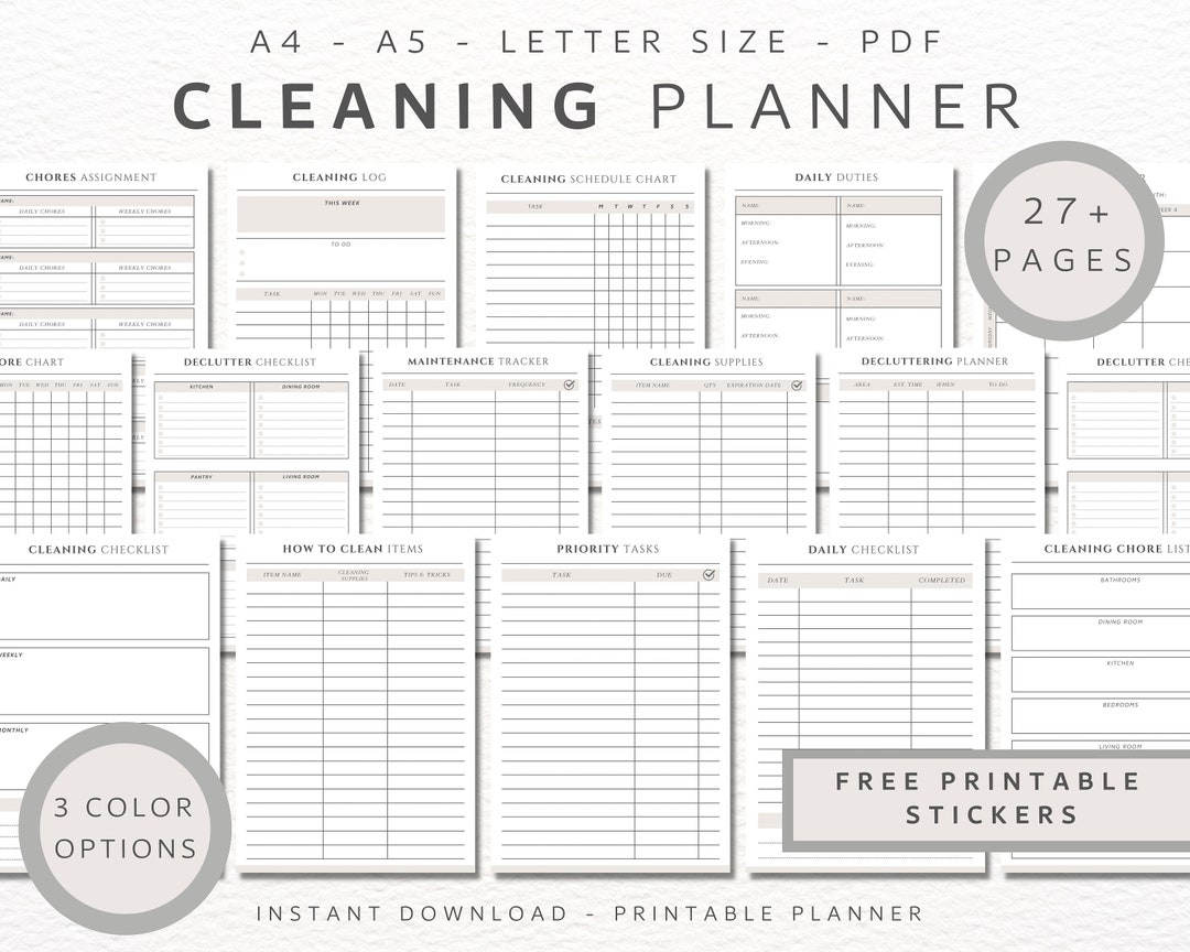 Printable Cleaning Schedule Weekly Cleaning Checklist - Etsy