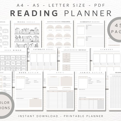 Reading Planner Printable Book Journal Reading Tracker - Etsy