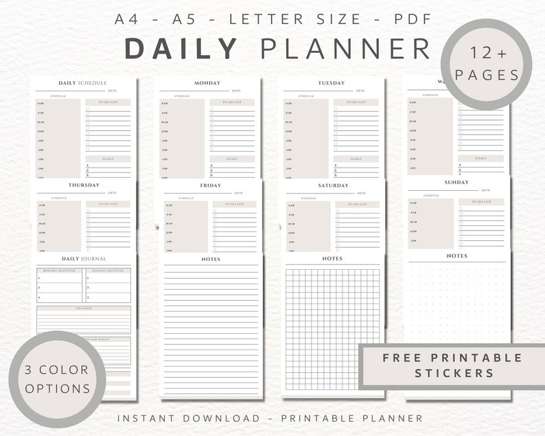 Daily Planner Printable Productivity Planner Daily Schedule - Etsy