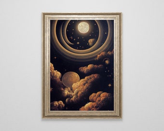 Digital Print of a Vintage Painting of the Stars Celestial Print Gothic ...