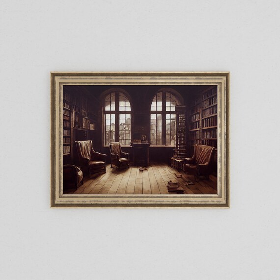 Old Library Oil Painting Art Print Dark Academia Bookish - Etsy