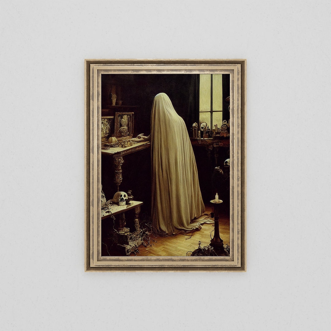 Spooky Victorian Gothic Ghost Painting Halloween Art Creepy Goth Wall ...