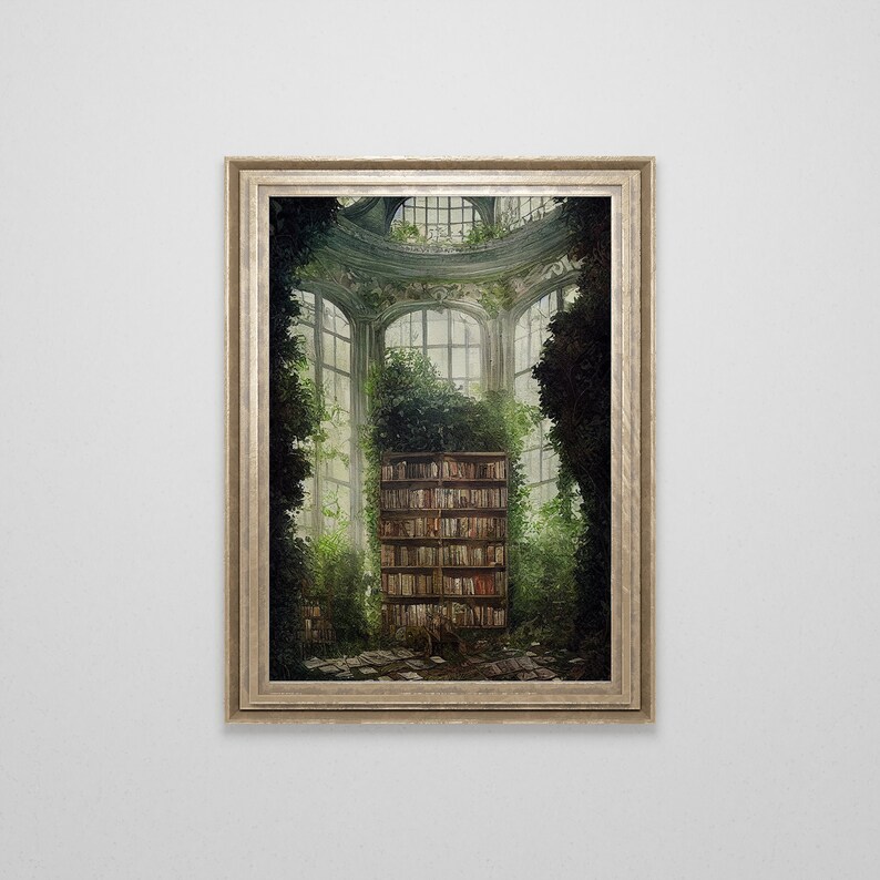 Old Abandoned Library Watercolor Painting Dark Academia - Etsy