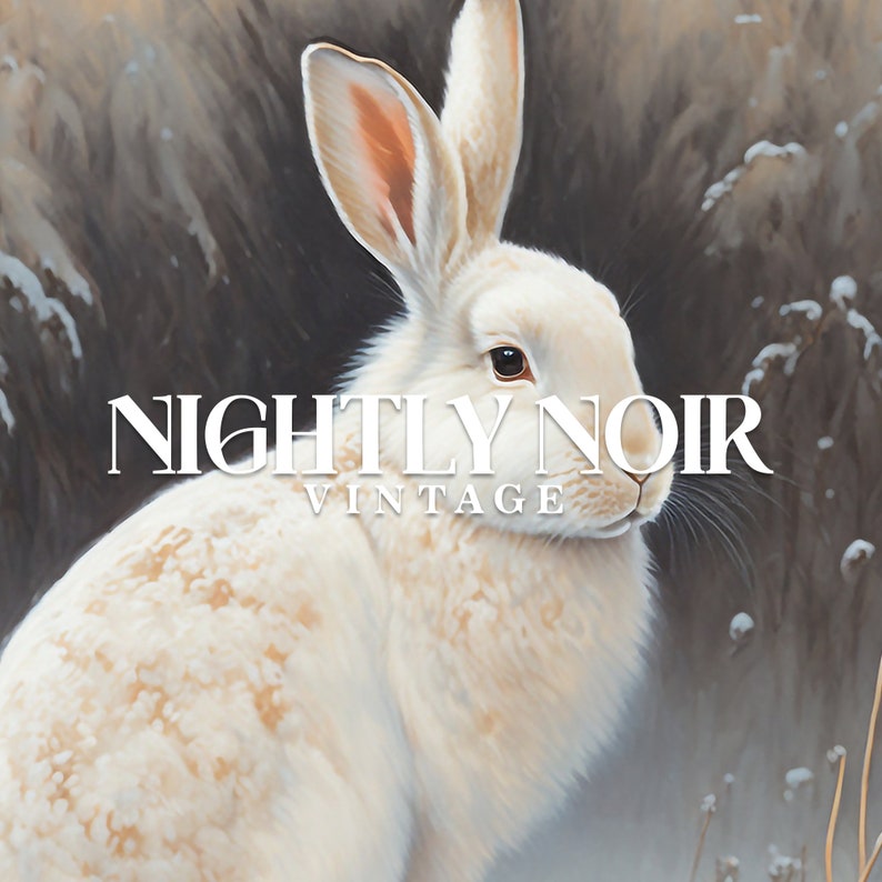 Vintage White Rabbit Oil Painting Snow Bunny Hare Art - Etsy