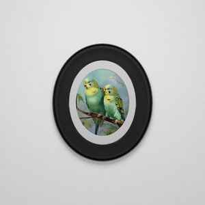 Vintage Parakeet Oil Painting Budgie Wall Art Classical Parrot Painting ...