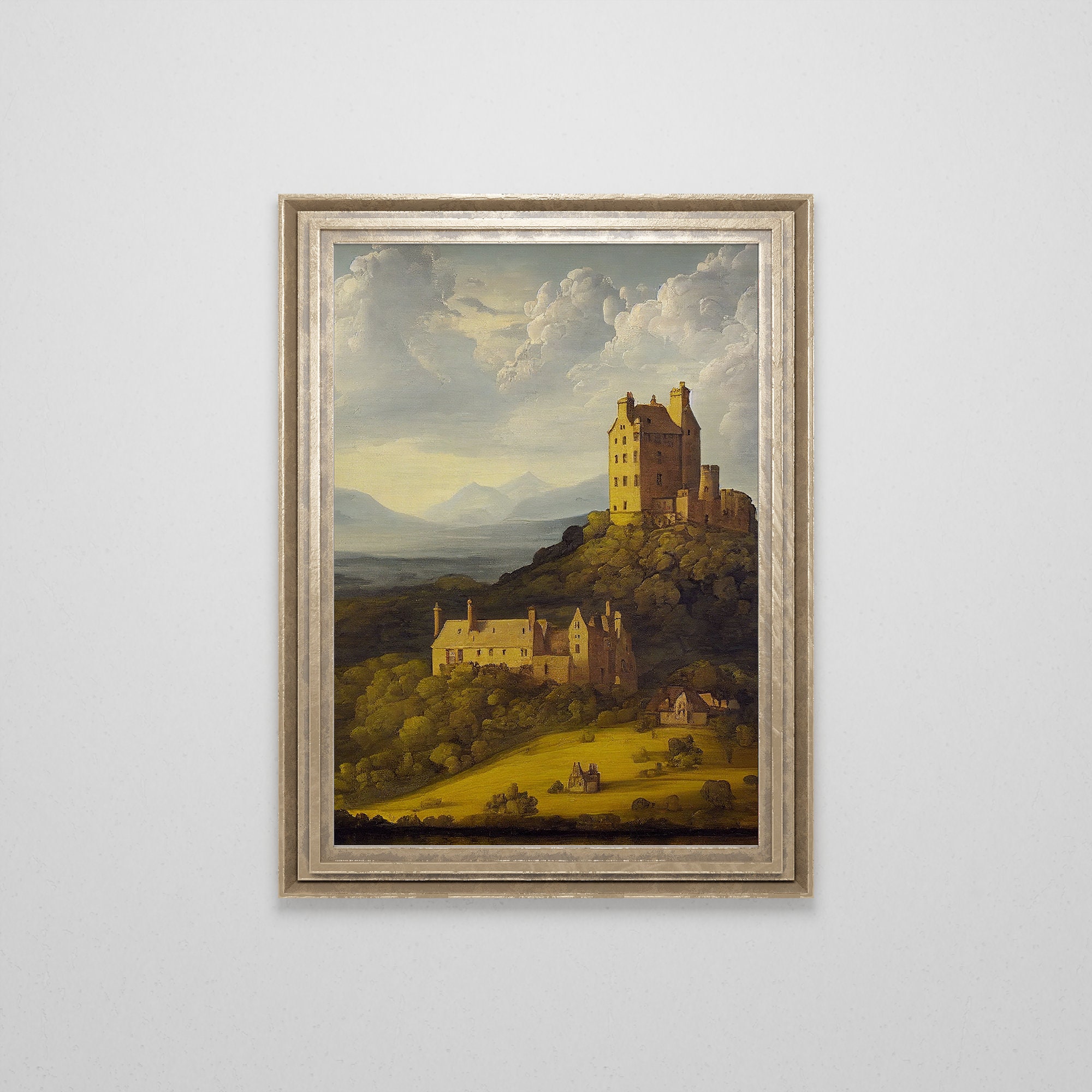 Medieval Castle Oil Painting Vintage Renaissance Wall Art - Etsy
