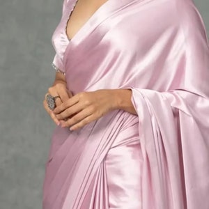 Designer Solid Plain Pure Japan Satin Silk Saree With Customize Color ...