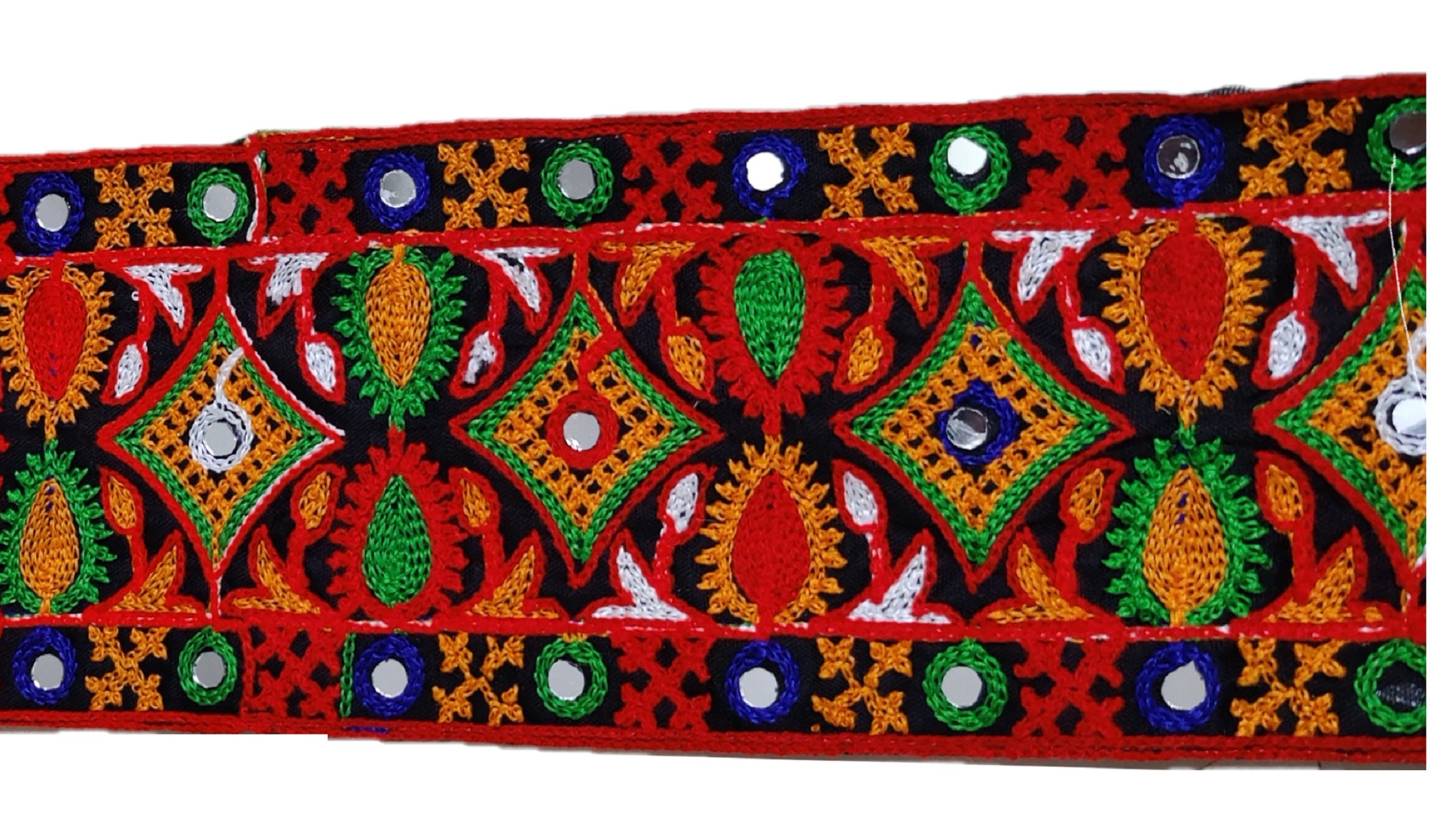 Embroidery Traditional Border Lace With Mirror - Etsy