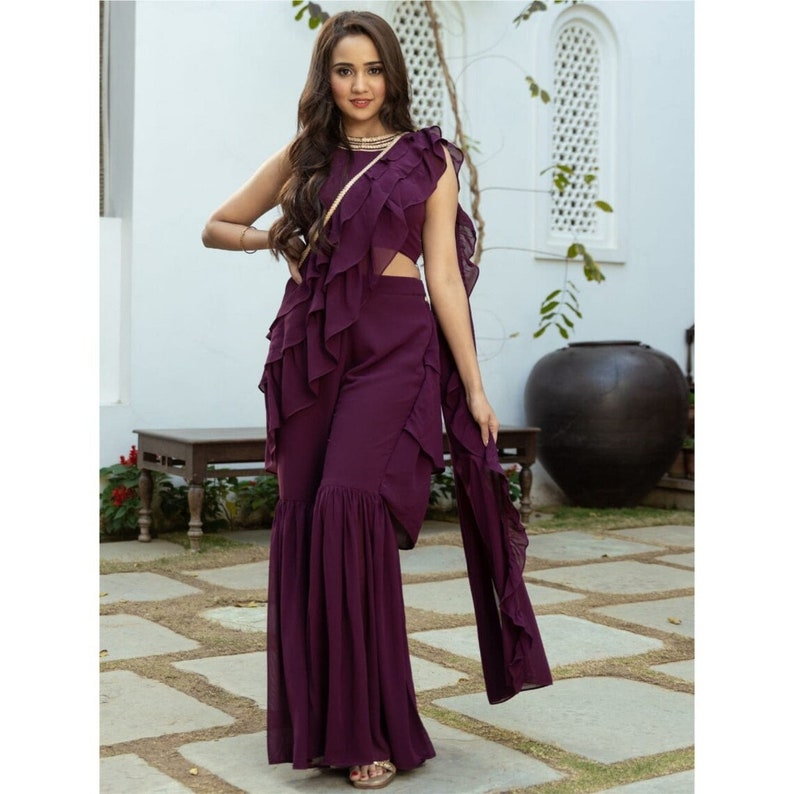 Designer Clothing Wedding Attire Sari Design Indian-western Sarara ...