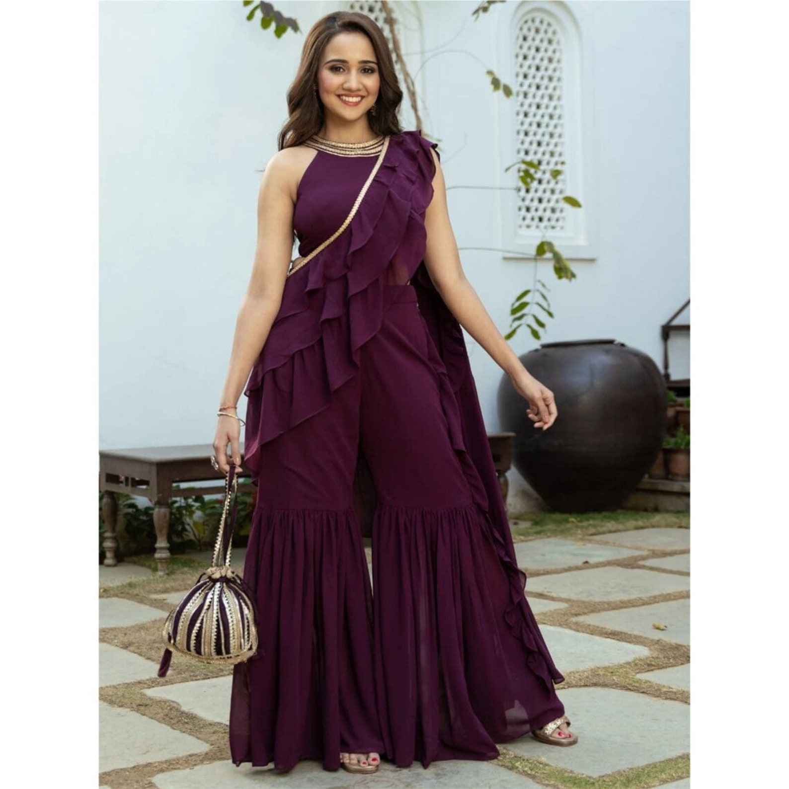 Designer Clothing Wedding Attire Sari Design Indian-western Sarara ...