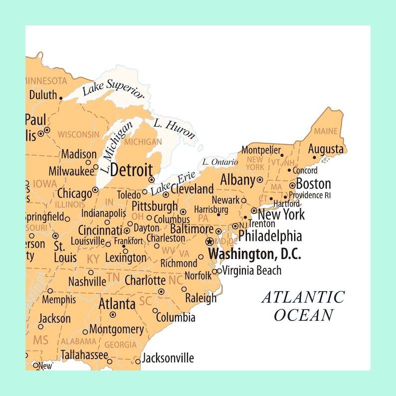 Beige Usa Map Printable US Map Posterdownloadable Home - Etsy