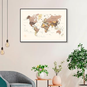 World Map Wall Poster Boho,travel Tracker Paper Wall Art,visited ...