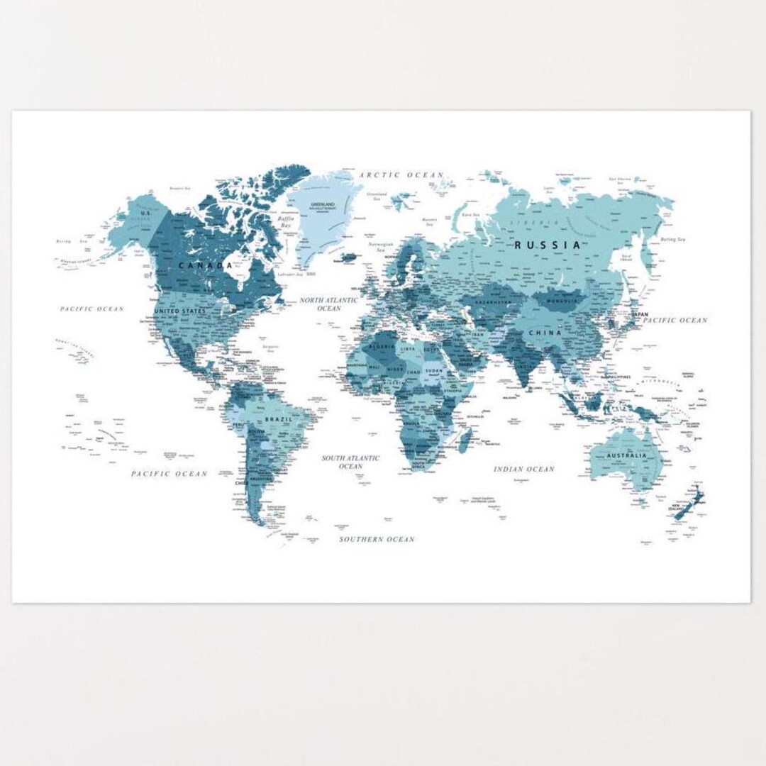Gift Map Print World Map Wall Art New Home Poster First Home Gifts for ...