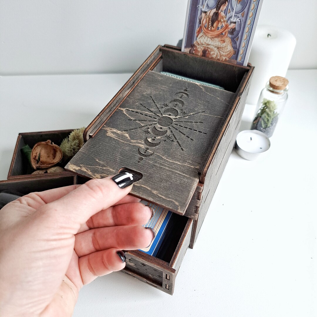 Tarot Card Box Moon Phase Tarot Card Deck Wooden Tarot - Etsy
