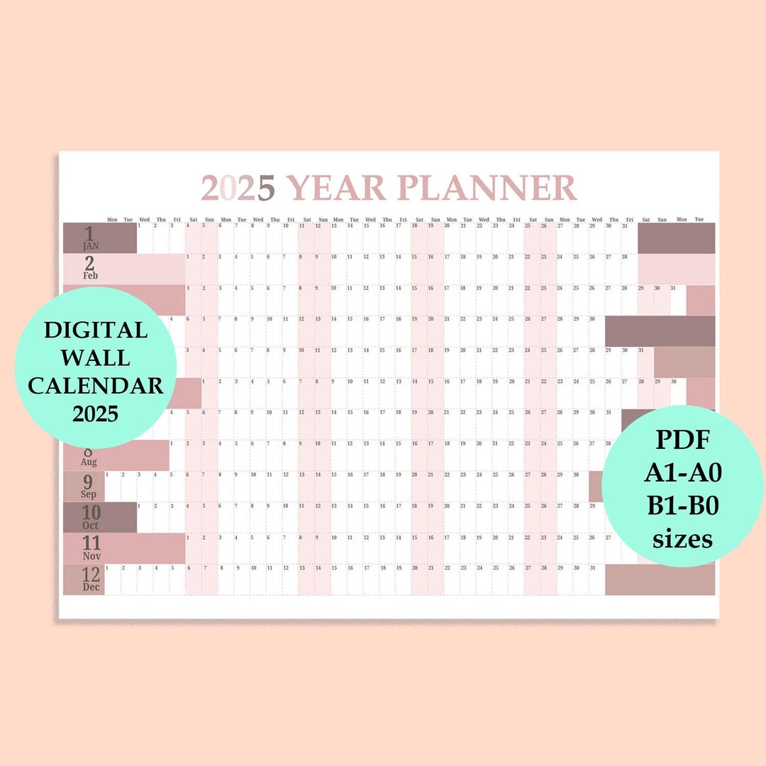 2025 School Wall Planner Printable Calendar,rainbow School Calendar ...