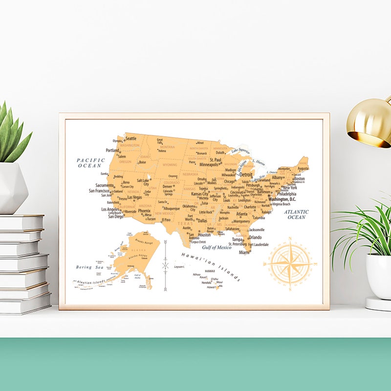 Usa Map Poster - Etsy