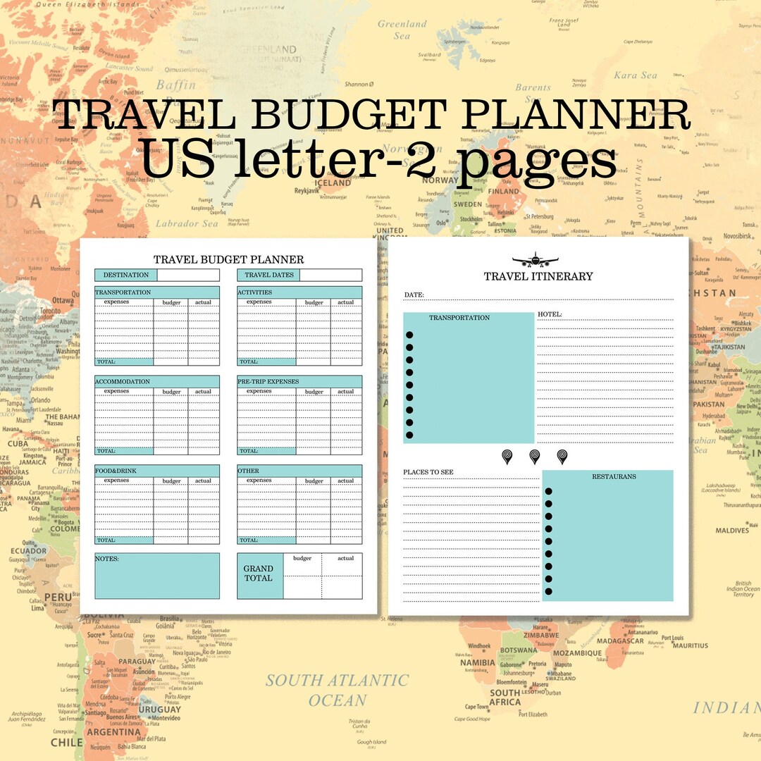 Budget Travel Planner US Letter, Digital Printable, Trip Itinerary ...